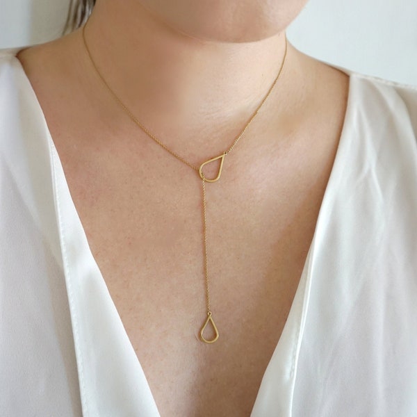 Gold Lariat Necklace Etsy