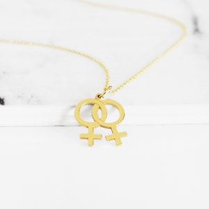 14K 9K Double Female Symbol Necklace Lesbian Symbol Necklace | Etsy