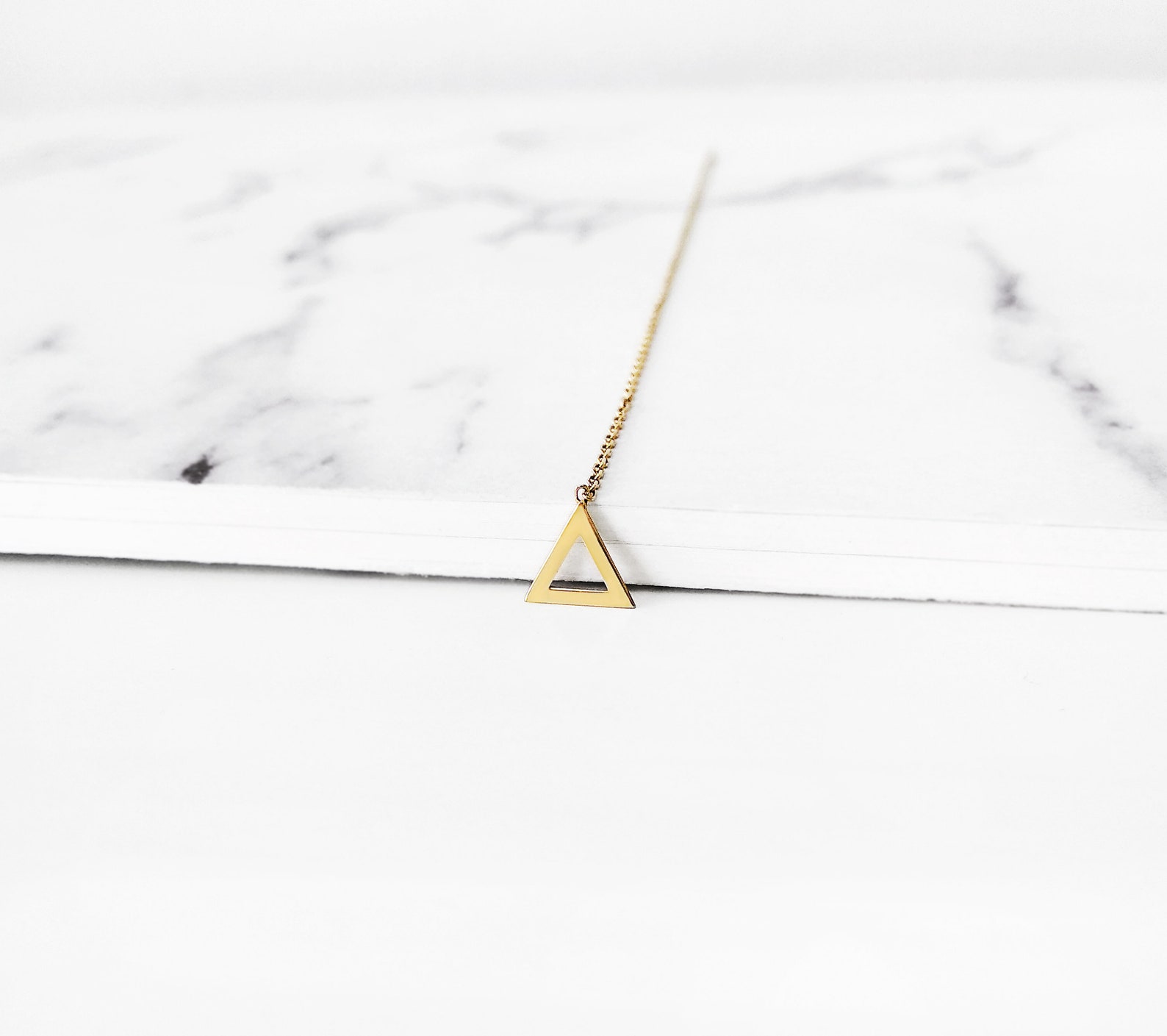 14K 9K Gold Triangle Threader Earrings Solid Gold Threader - Etsy