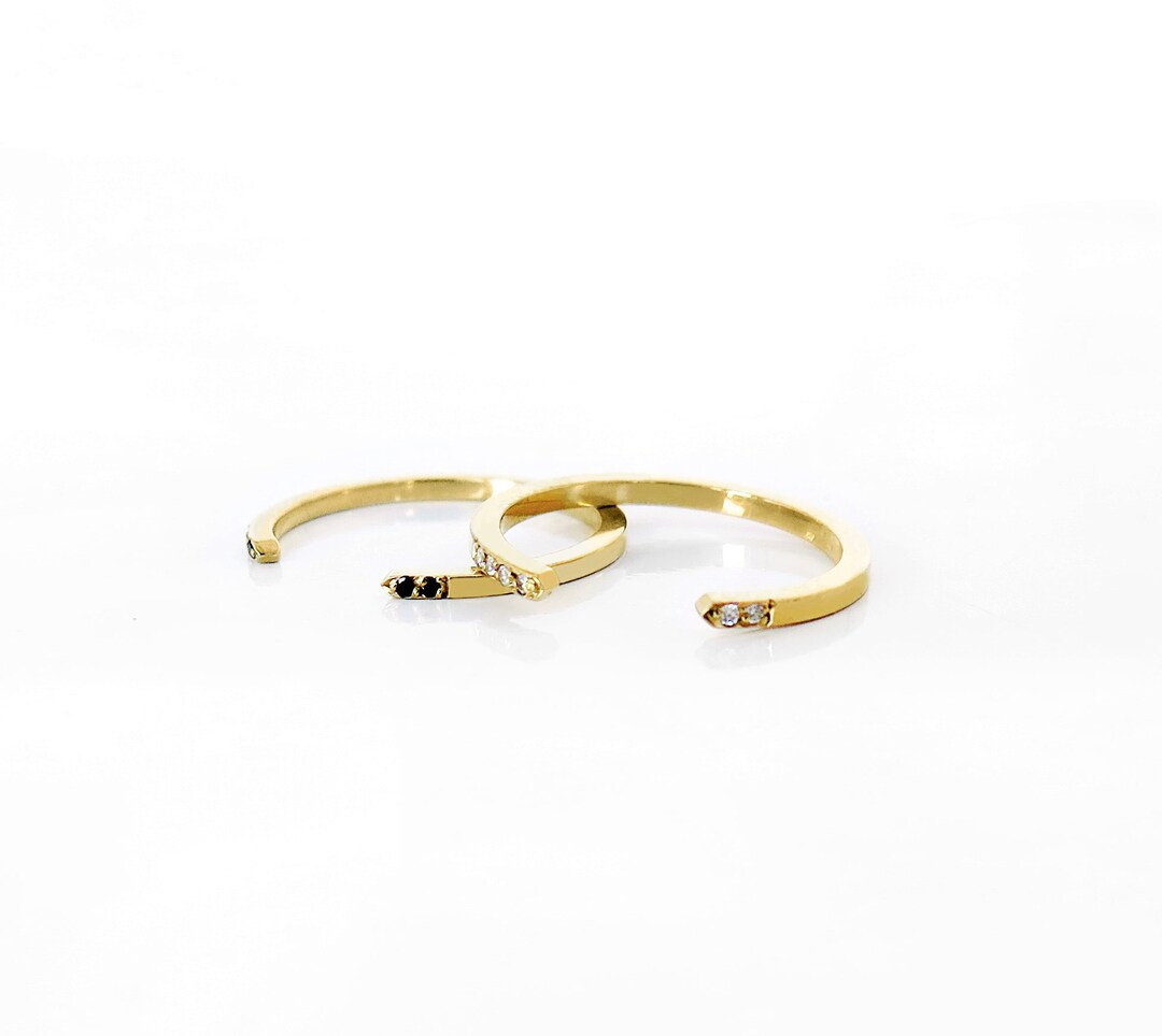 18K 14K Open Diamond Ring, Open Diamond Wedding Band, Matching Band ...