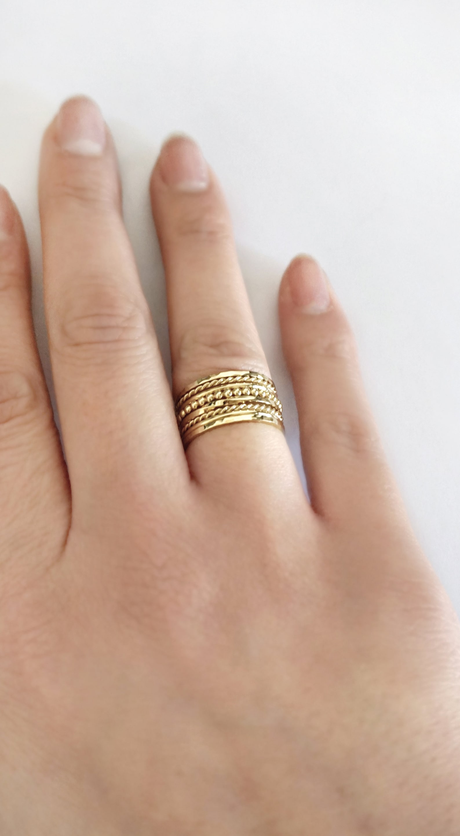 14K 9K Gold Stacking Ring Set Set of 3 Thin Bands Hammered - Etsy