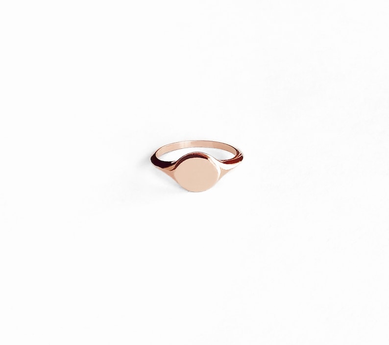 18K 14K 9K Dainty Round Signet Ring Solid Gold Ring Small - Etsy