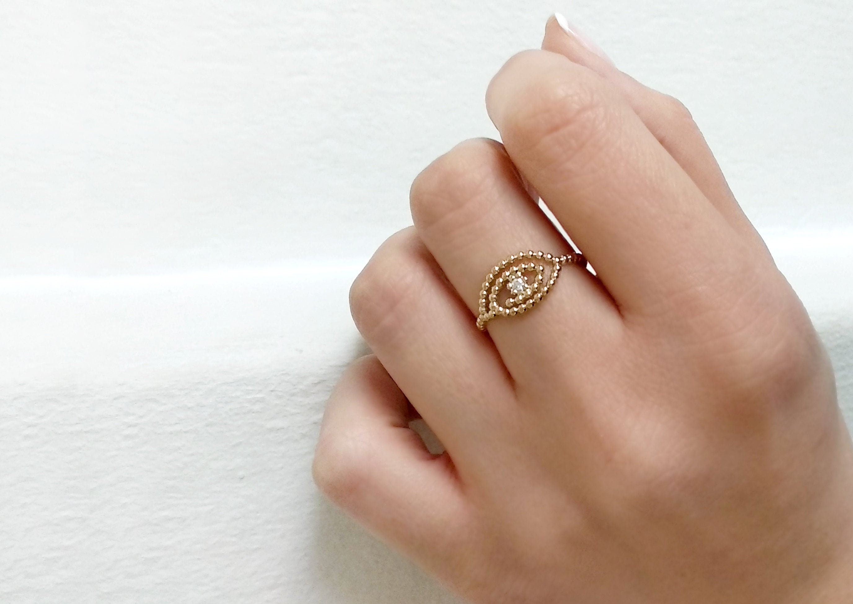 Evil Eye Ring 14K Evil Eye Diamond ring Protection Ring | Etsy