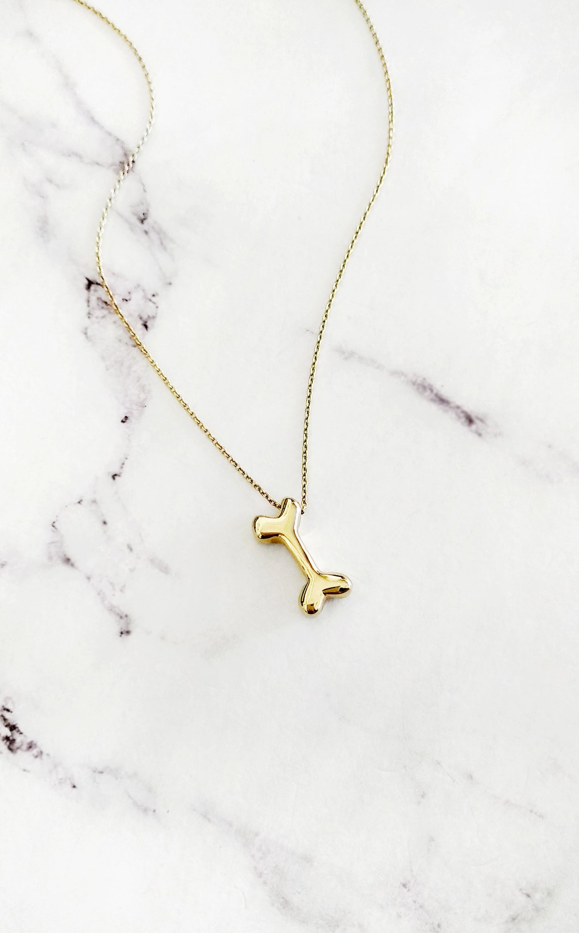 14K 9K Gold Dog Bone Necklace Pet Necklace Dog Bone Charm - Etsy