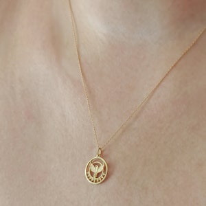 14K 9K Rising Phoenix Necklace, Solid Gold Phoenix Charm,minimalist ...
