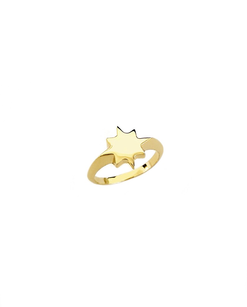 14K Gold Star Signet Ring 9K 18K Solid Gold Signet Ring Gold - Etsy
