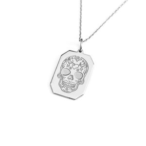 14K 9K Solid Gold Skull Necklace, Solid Real Gold Skull Octagon Pendant ...