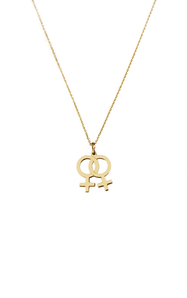 14K 9K Double Female Symbol Necklace Lesbian Symbol Necklace - Etsy