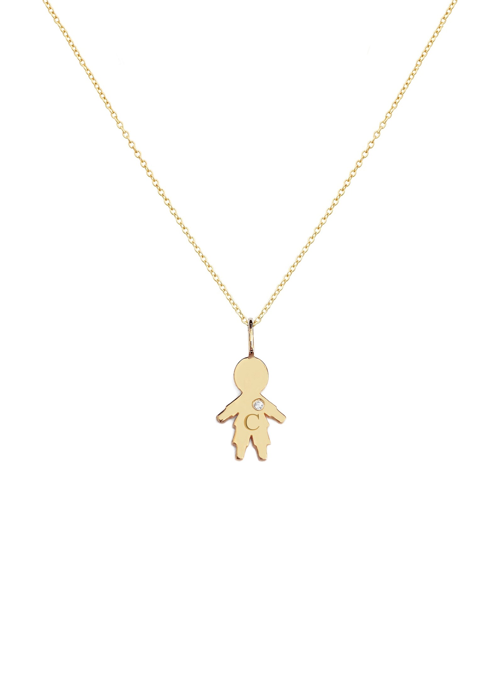 14K 9K Tiny Boy Personalized Pendant, Solid Real Gold Boy Charm With ...