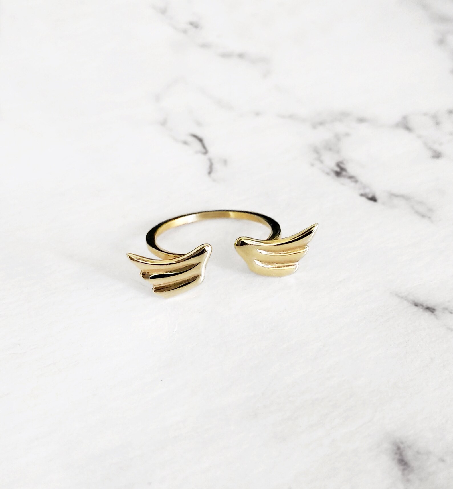 14K Gold Angel Wings Ring Open Wings Ring Guardian Angel | Etsy