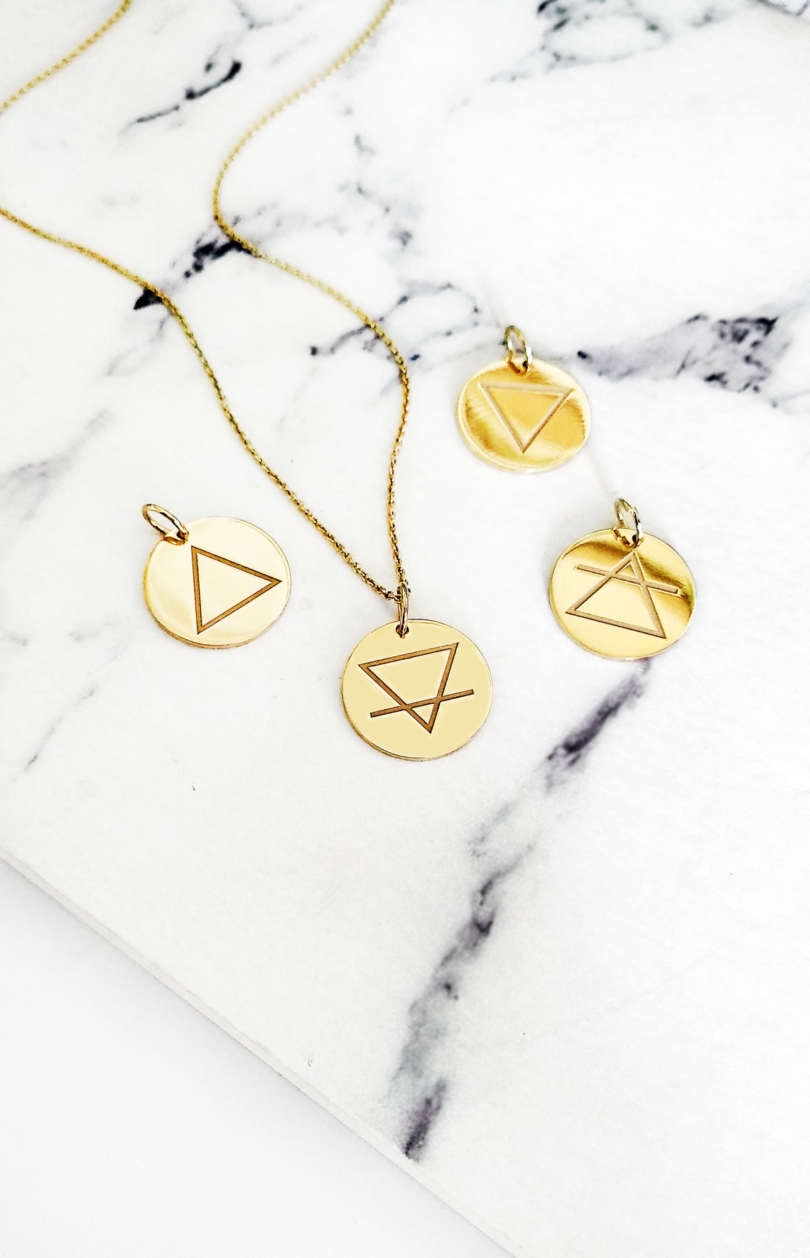 14K 9K Gold Earth Necklace, Element Necklace, Alchemy Necklace, Earth ...