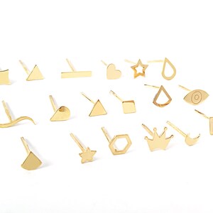 14K Curved Line Stud, Tiny Curve Stud, Tiny Wave Stud, Small Solid Gold ...