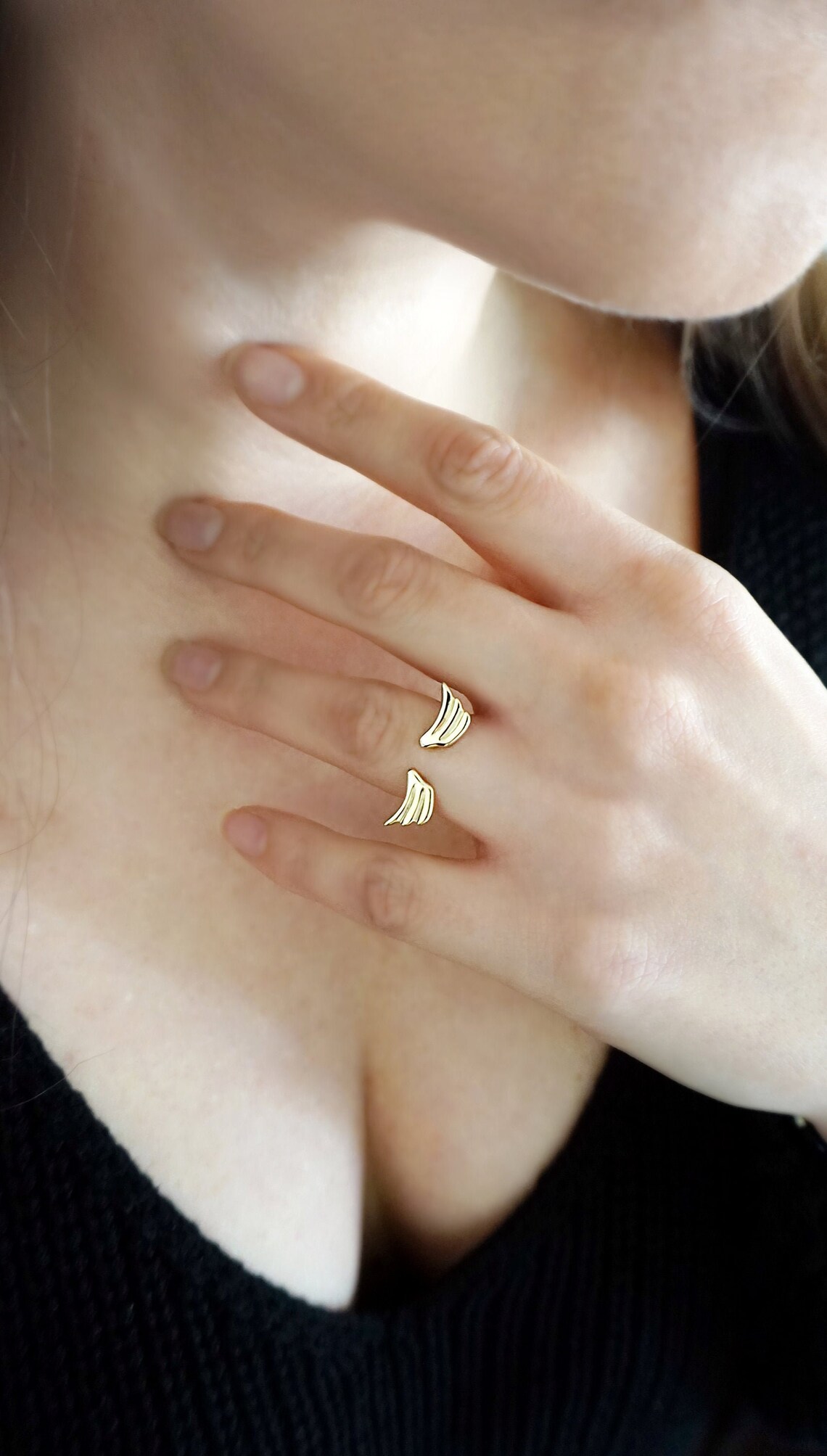 14K Gold Angel Wings Ring Open Wings Ring Guardian Angel | Etsy