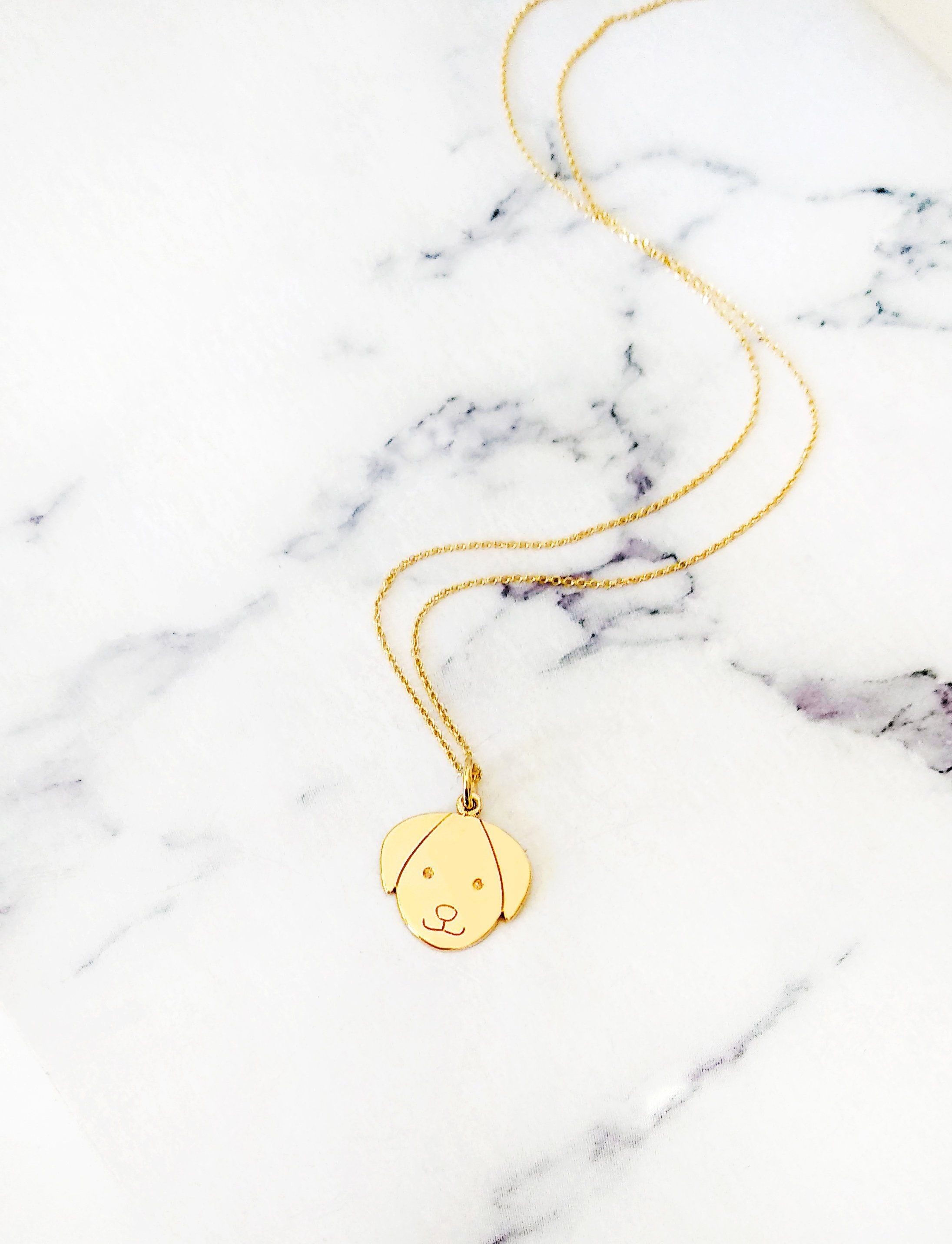 14K Solid Gold Dog Necklace Pet necklace Dainty dog | Etsy