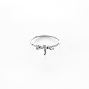 14K 9K Dragonfly Diamond Ring, Dainty Dragonfly Ring, Libellule Insect ...