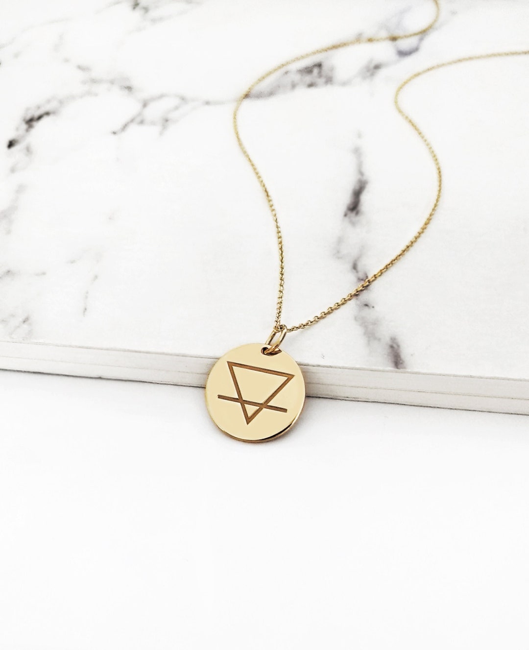 14K 9K Gold Earth Necklace, Element Necklace, Alchemy Necklace, Earth ...