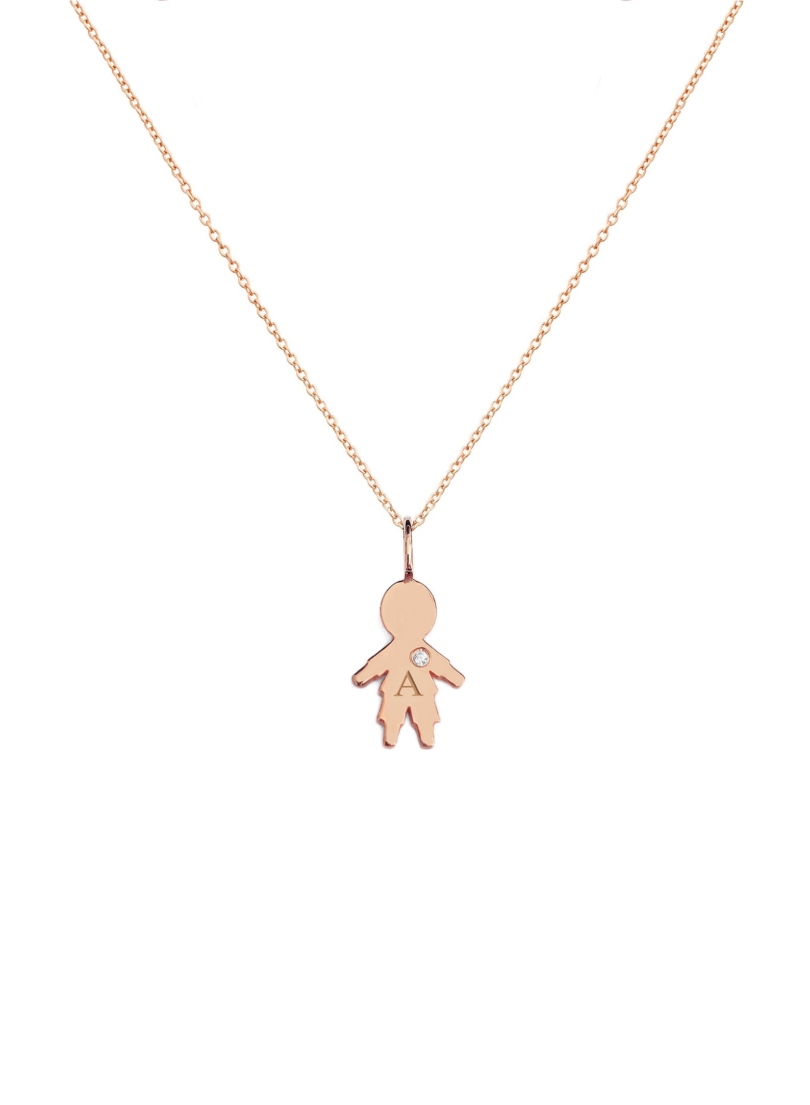 14K 9K Tiny Boy Personalized Pendant, Solid Real Gold Boy Charm With ...
