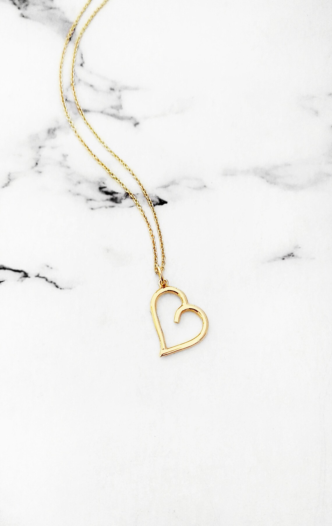 14K 9K Gold Open Heart Necklace Unique Open Heart Pendant - Etsy