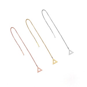 14K 9K Gold Triangle Threader Earrings Solid Gold Threader - Etsy