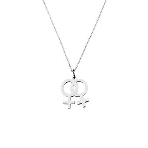 14K 9K Double Female Symbol Necklace, Lesbian Symbol Necklace, Feminist ...