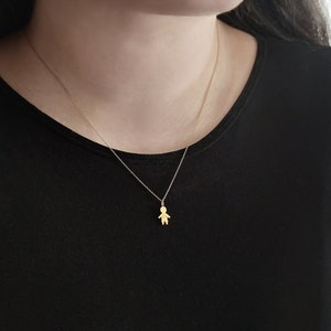 14K 9K Personalized Initial Tiny Boy Pendant, Solid Gold Boy Charm ...