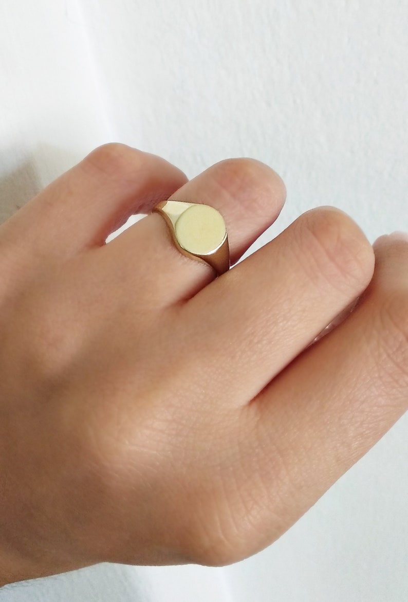 18K 14K 9K Round Signet Ring Solid Gold Signet Ring Gold - Etsy