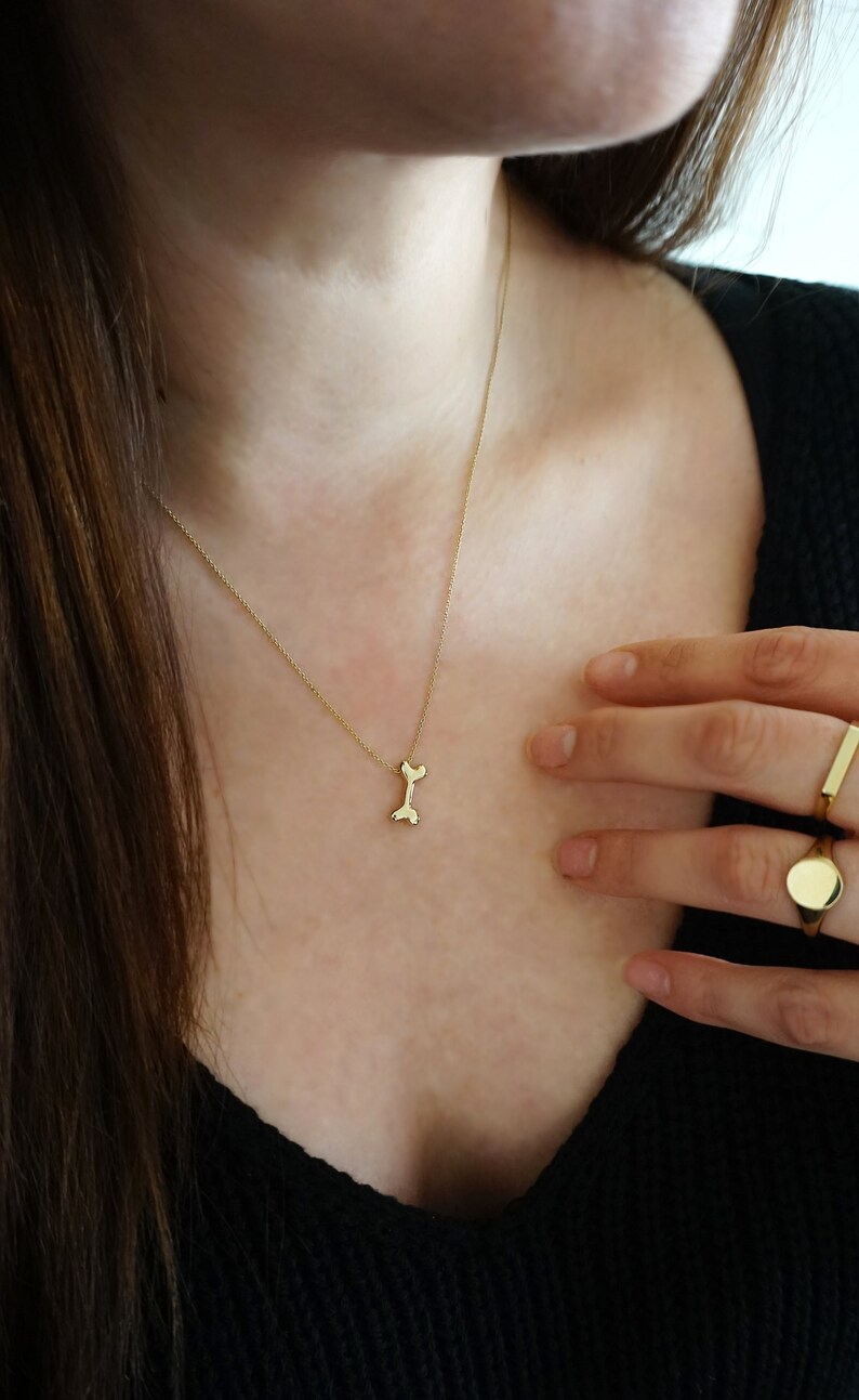 14K 9K Gold Dog Bone Necklace Pet necklace Dog bone charm | Etsy