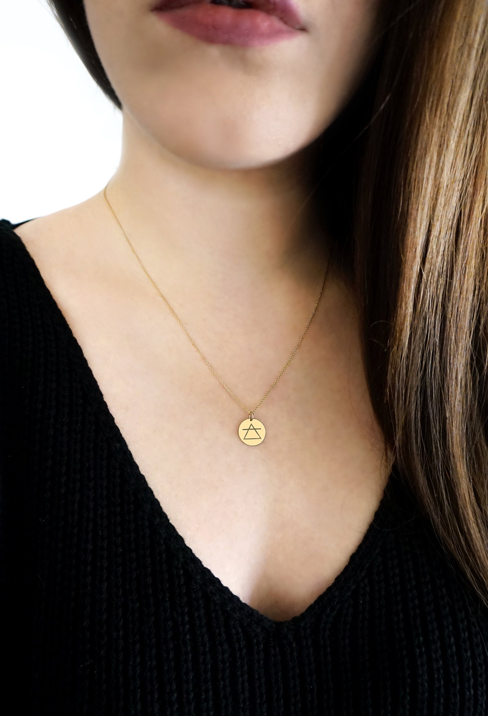 14K 9K Gold Air Alchemy necklace Element Necklace Triangle | Etsy
