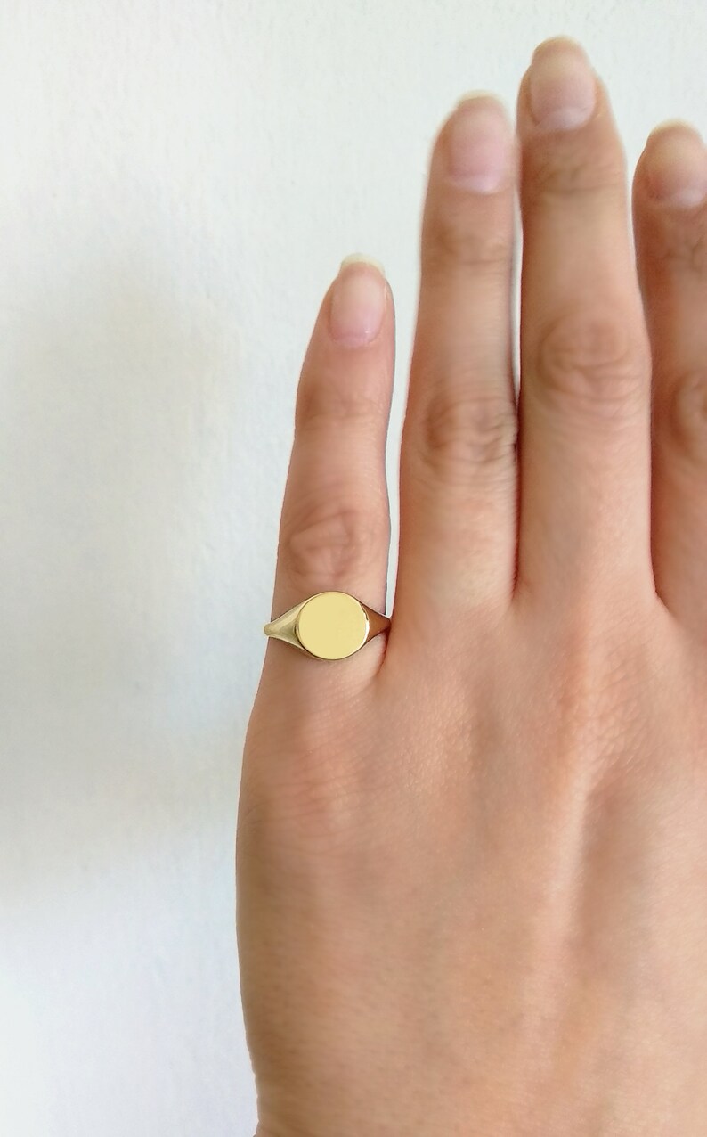 18K 14K Round Signet Ring Solid Gold Signet Ring Gold Pinky | Etsy