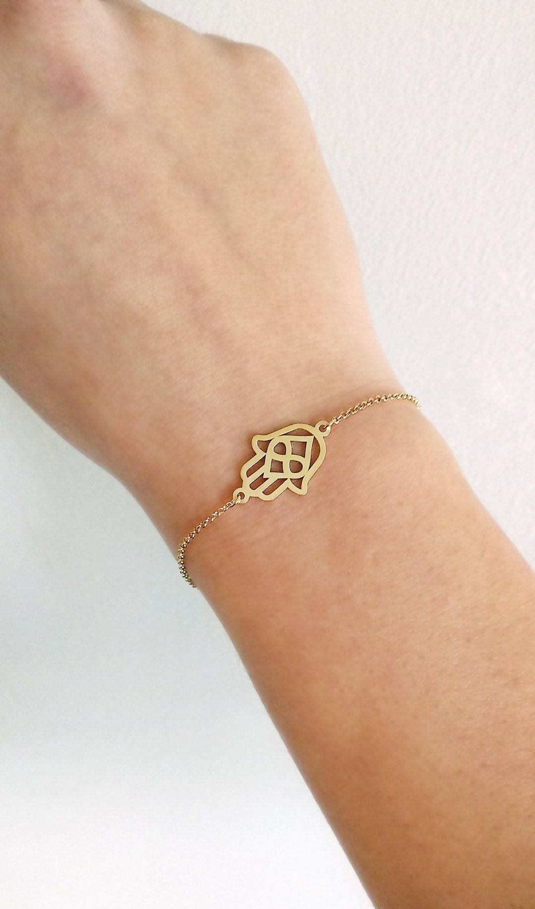 14K 9K Hamsa Bracelet, Protection Bracelet, Solid Gold Hamsa Fatima ...