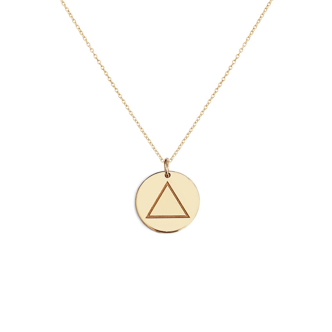 14K 9K Fire Alchemy Necklace, Triangle Disc Necklace, Element Necklace ...