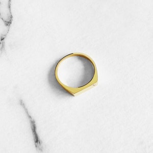 18K 14K 9K Rectangular Bar Signet Ring Diamond Signet Ring - Etsy