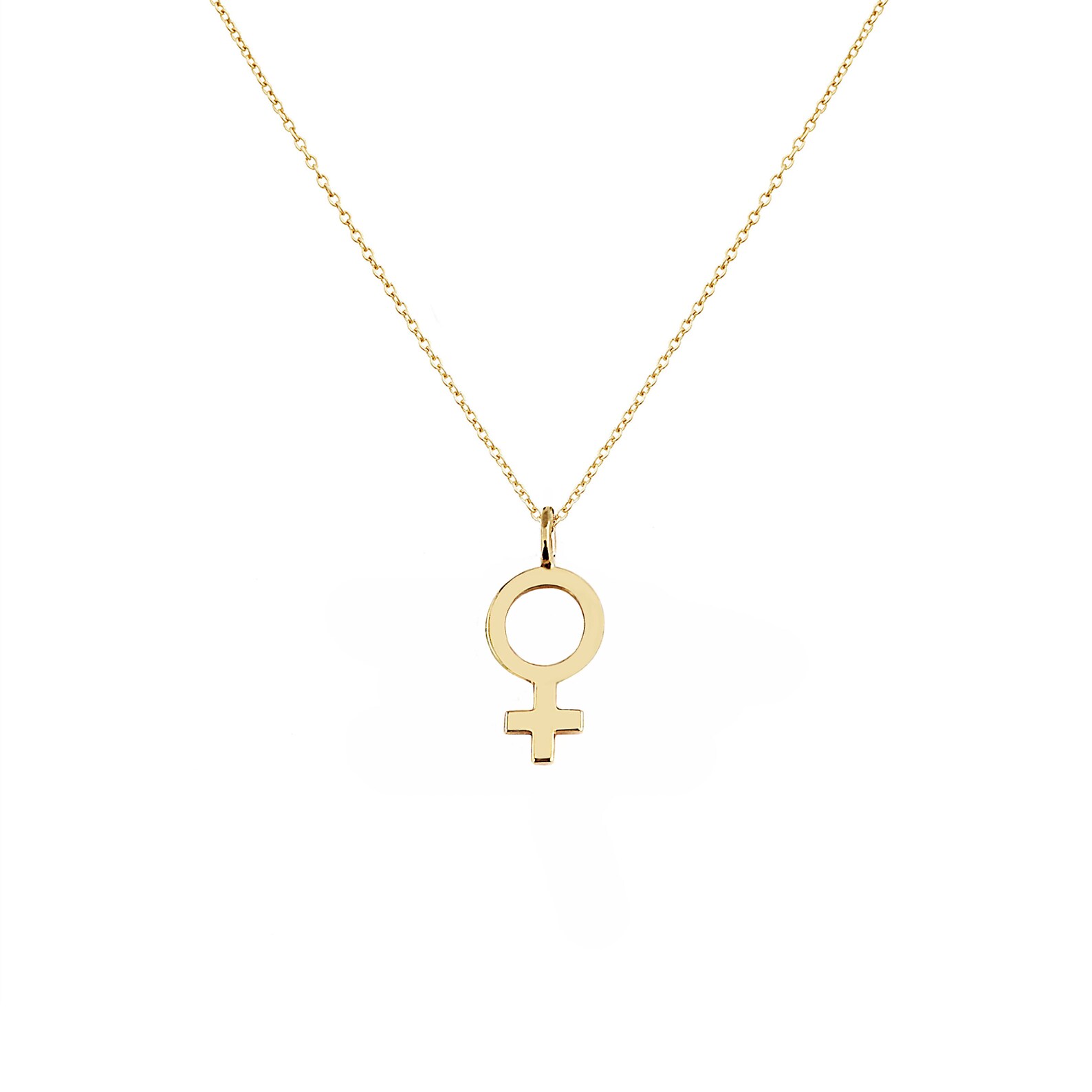 14K Female Symbol Necklace, Feminist Necklace, Solid Gold Charm ...