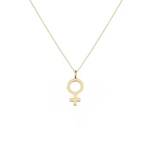 14K Female Symbol Necklace, Feminist Necklace, Solid Gold Charm ...