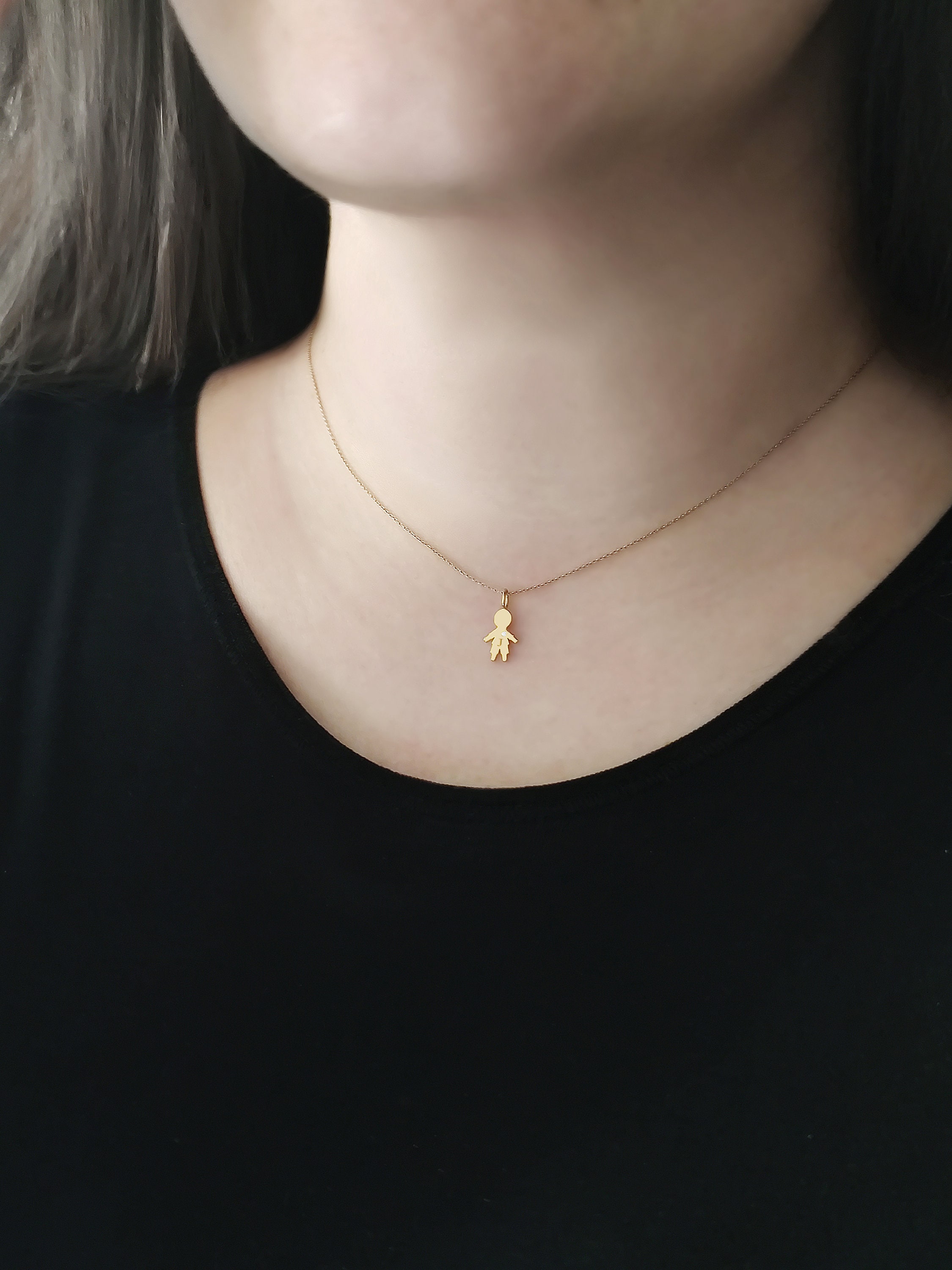 14K 9K Tiny Boy Personalized Pendant, Solid Real Gold Boy Charm With ...