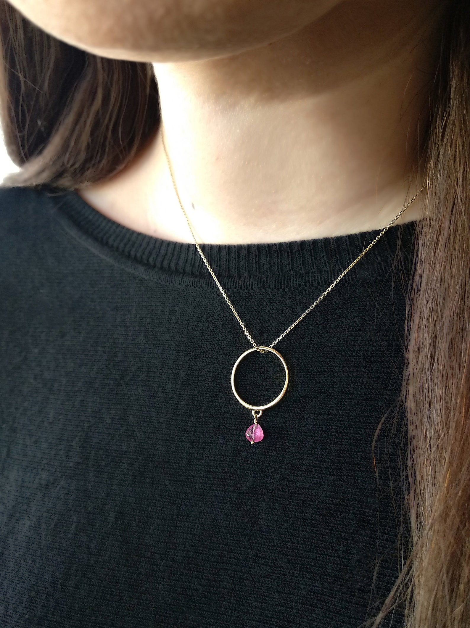 14K Gold Charm ring Tourmaline ring Gold dangle ring | Etsy