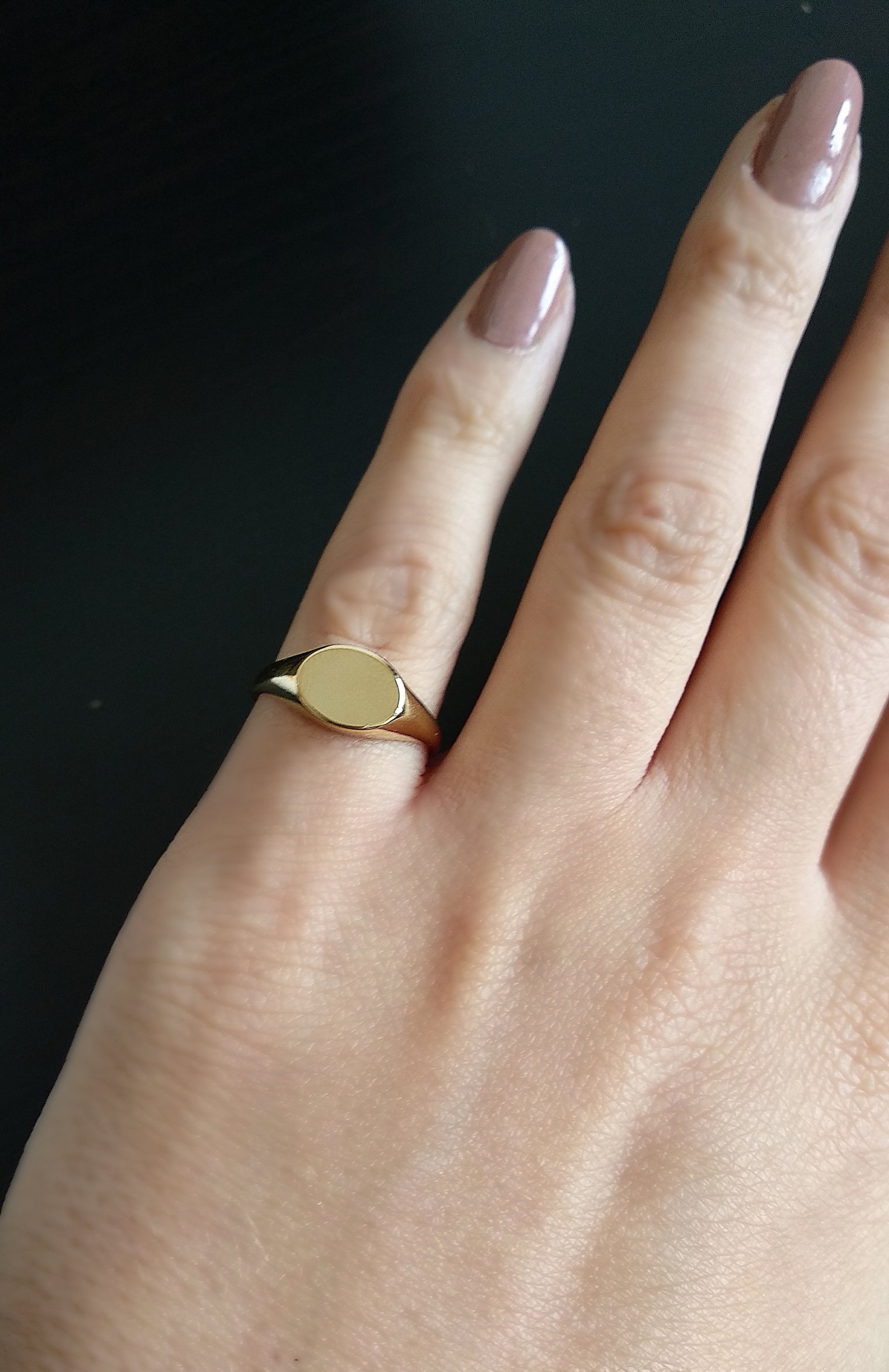 18K 14K Oval Signet Ring Solid Gold Signet Ring Gold Pinky - Etsy