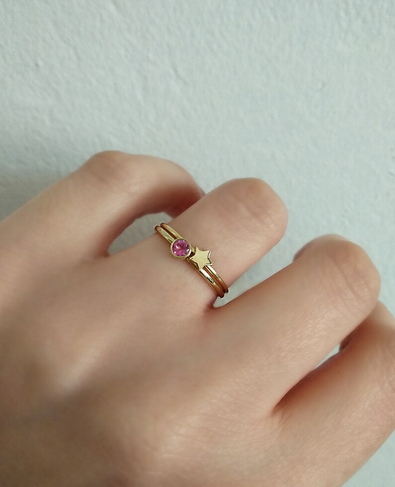 14K 9K Tiny Gold Star Ring, Delicate Gold Star Ring, Dainty Star Ring ...