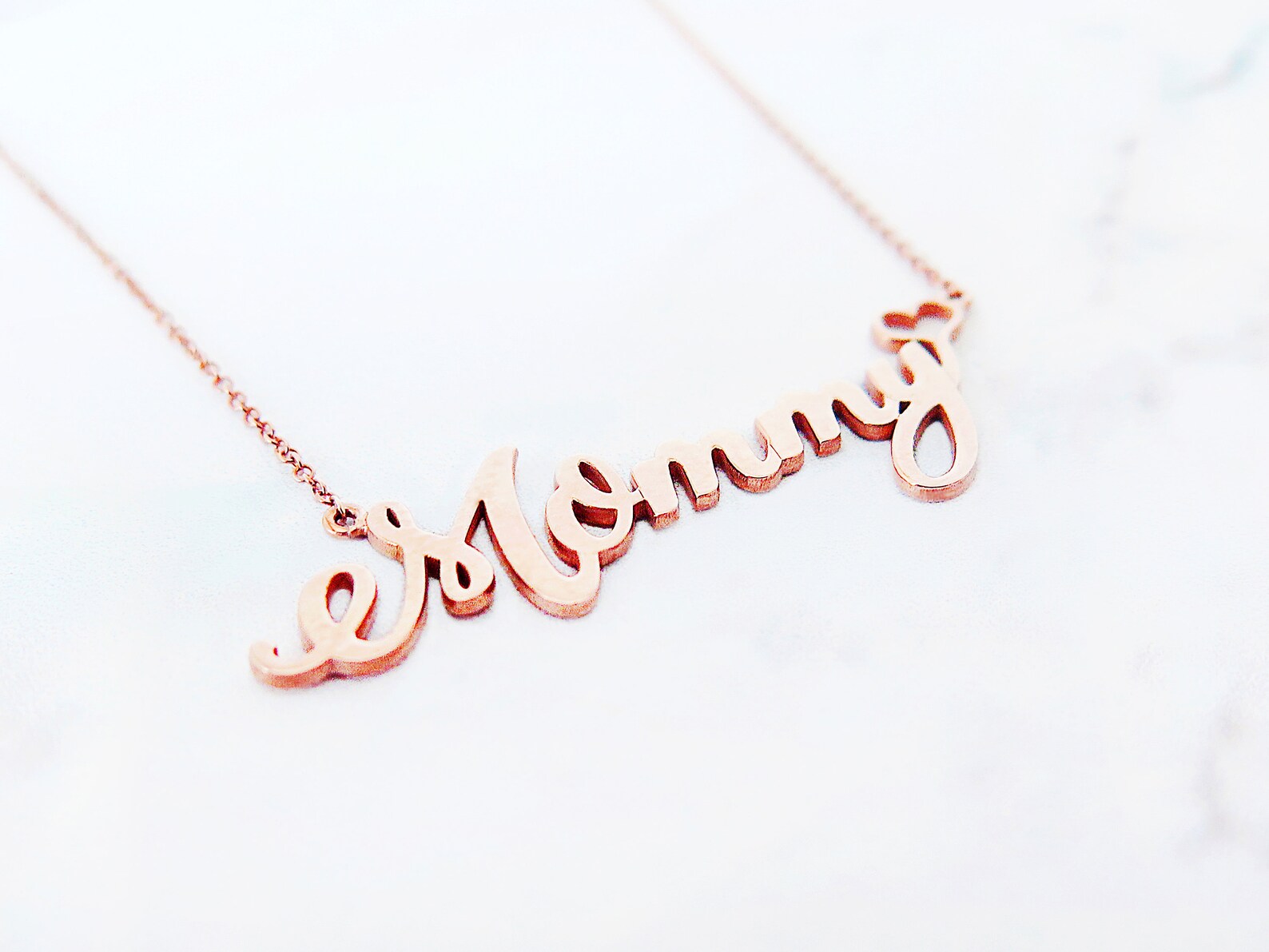 14K 9K Solid Gold Mommy Necklace Calligraphy Mommy Word | Etsy