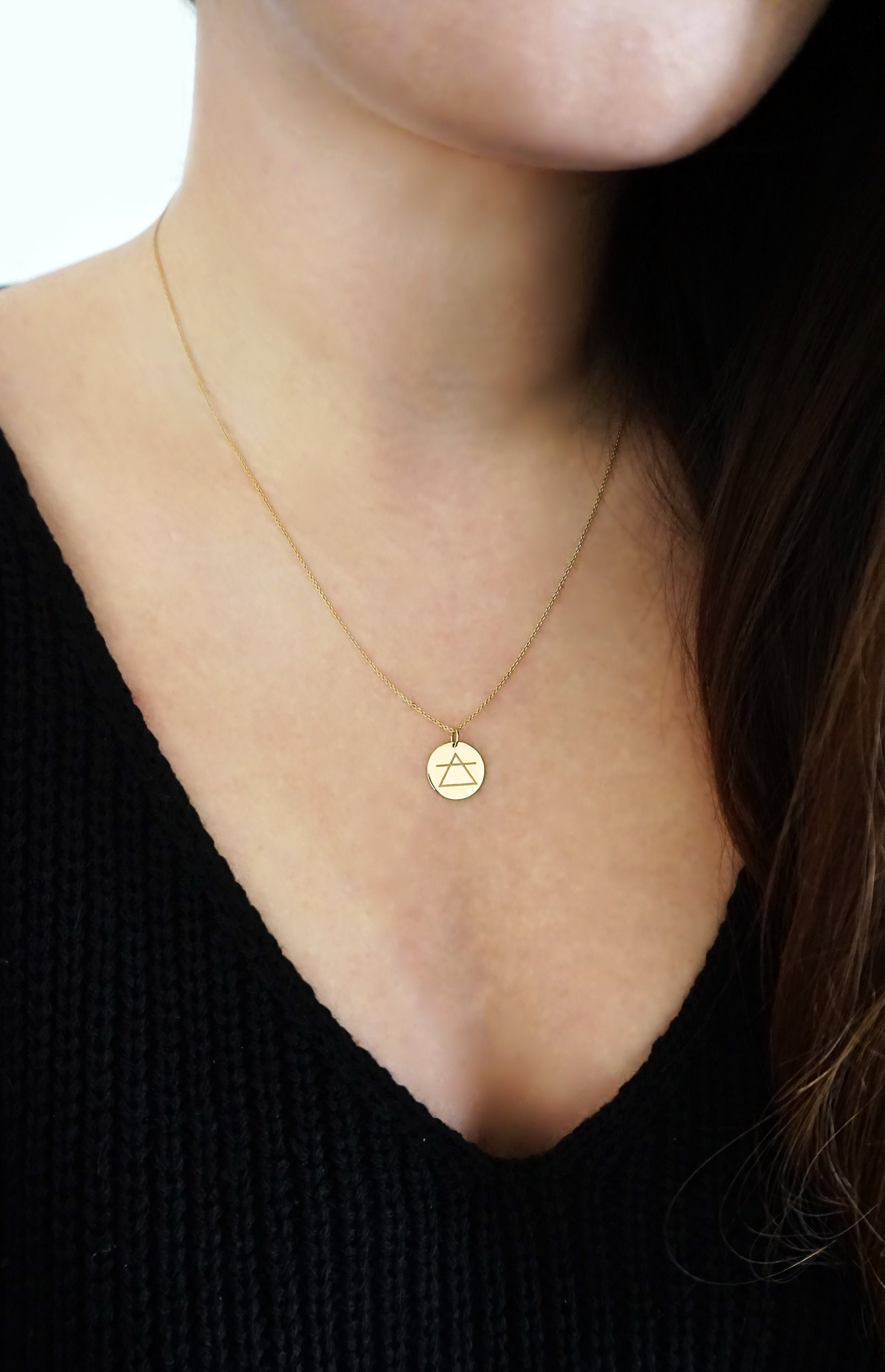 14K 9K Gold Air Alchemy necklace Element Necklace Triangle | Etsy