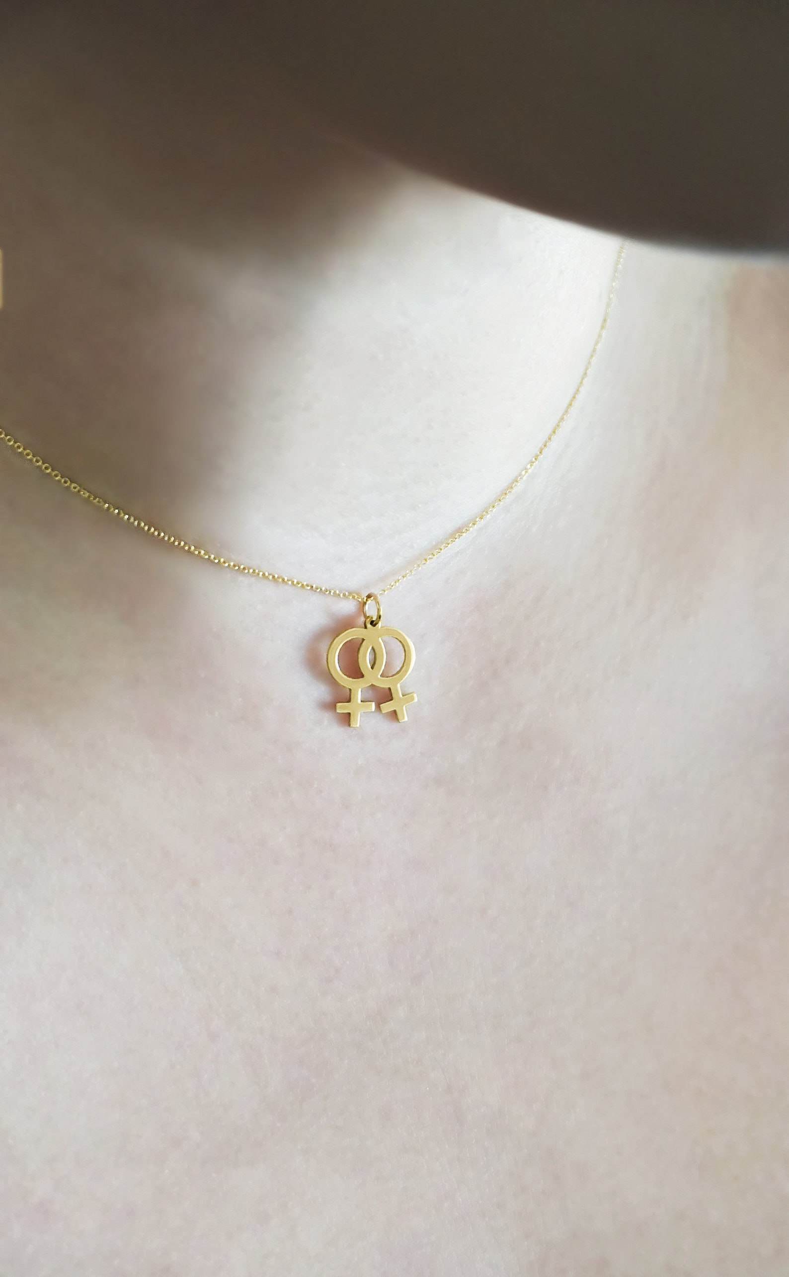 14K 9K Double Female Symbol Necklace Lesbian Symbol Necklace | Etsy