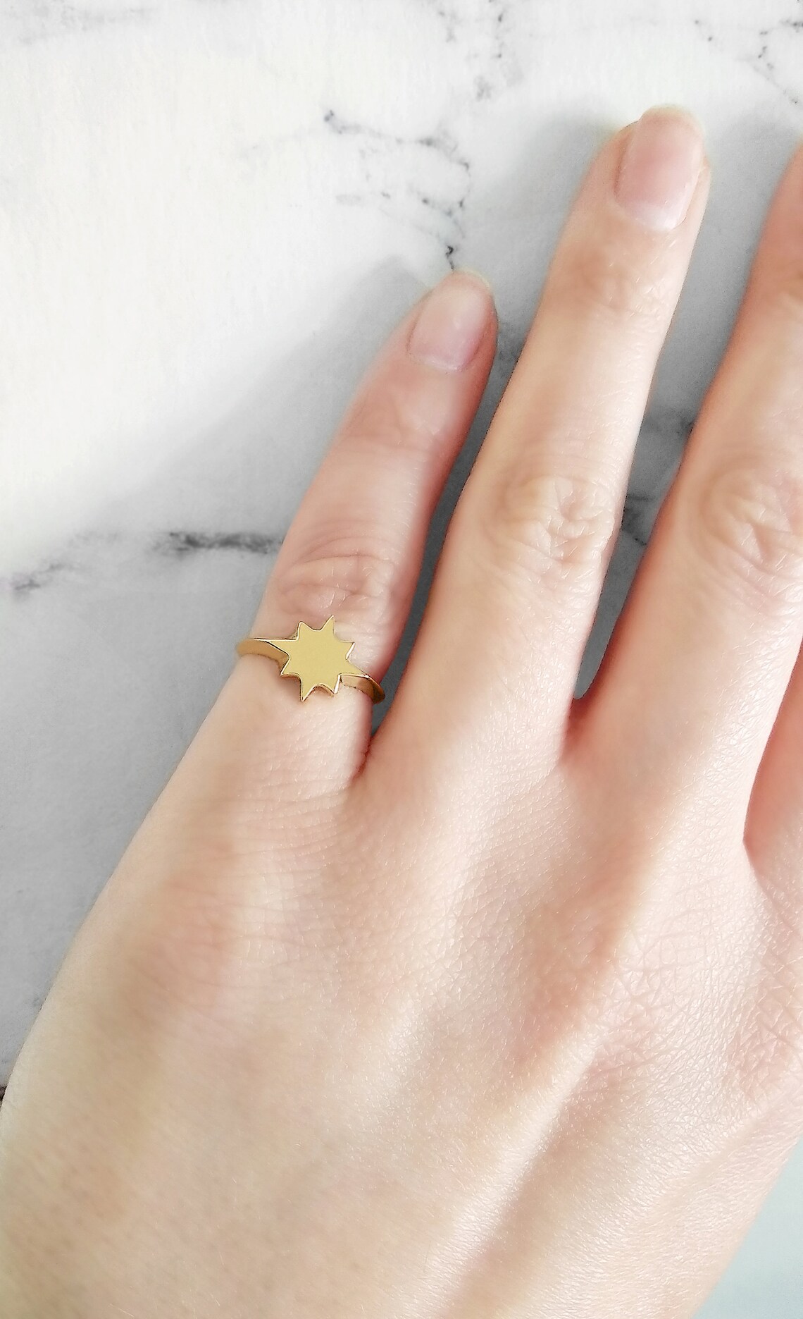 14K Gold Star Signet ring 9K 18K Solid Gold Signet Ring Gold | Etsy