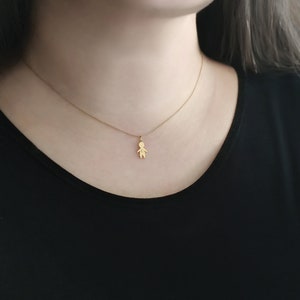 14K 9K Personalized Initial Tiny Boy Pendant, Solid Gold Boy Charm ...
