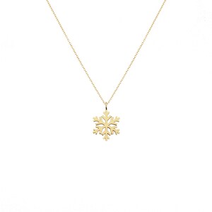 14K 9K Snowflake Charm Necklace, Solid Gold Necklace, Wintertime ...