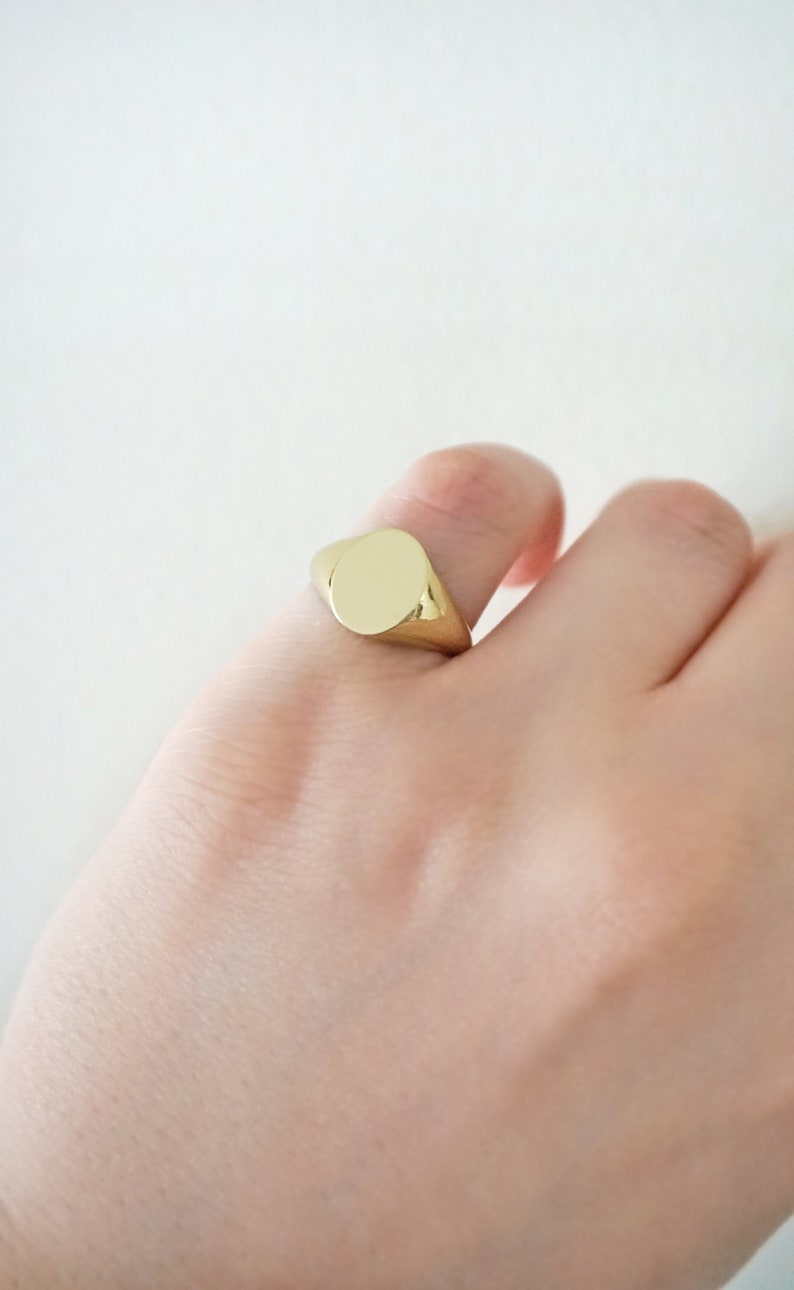 18K 14K Oval Signet Ring Solid Gold Signet Ring Gold Pinky | Etsy