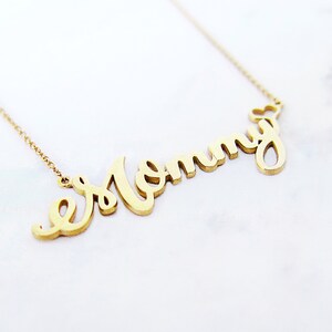 14K 9K Solid Gold Mommy Necklace, Calligraphy Mommy Word Necklace ...