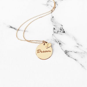 14K 9K Personalized Disc Necklace, Solid Gold Disc Necklace, Custom ...