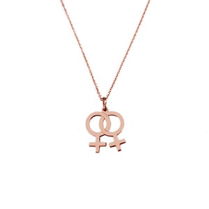 14K 9K Double Female Symbol Necklace, Lesbian Symbol Necklace, Feminist ...
