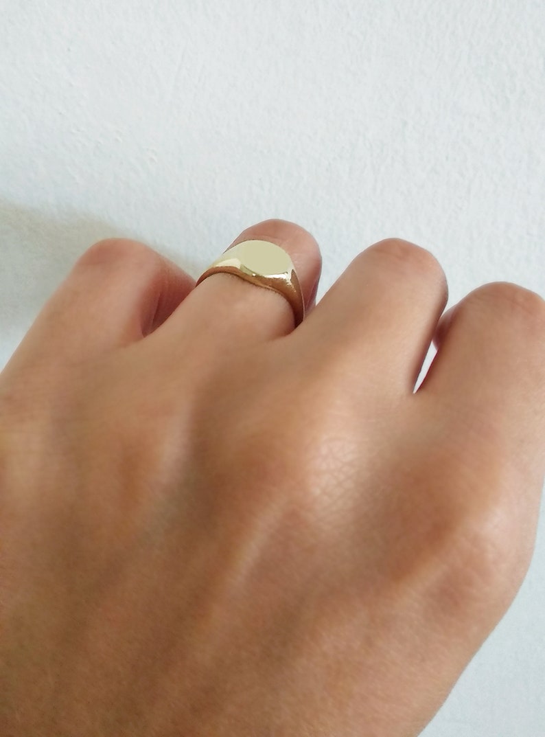 18K 14K 9K Round Signet Ring Solid Gold Signet Ring Gold - Etsy