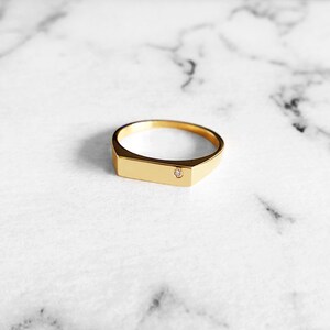 18K 14K 9K Rectangular Bar Signet Ring Diamond Signet Ring - Etsy